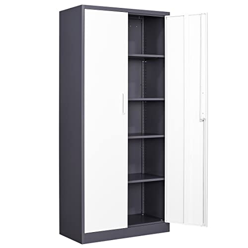 SISESOL Metal Storage Cabinet with Doors and Shelves, 71" Tool Storage Cabinet- Garage Cabinets and Storage System Kitchen Pantry Storage Cabinet with Adjustable Shelves Steel Storage Tall Cabinet