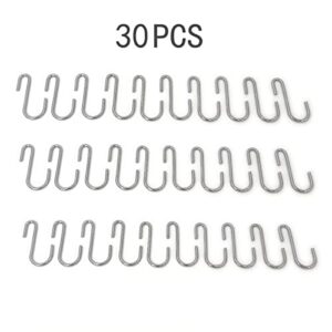 Aecllcea 30 Pack Heavy Duty S Hooks for Hanging Kitchen Utensils, Jeans, Plants, Pots and Pans，Professional S Shaped Hooks for Closet, Wire Shelving, Garage, Garden，Camping