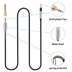 Asobilor Momentum 3 Replacement Audio Cable for Sennheiser Momentum 1.0, Momentum 2.0, Momentum 3, Momentum 4, HD1 Over-Ear/On-Ear Headphones with 6.35mm Adapter, 6.6Ft / 2M