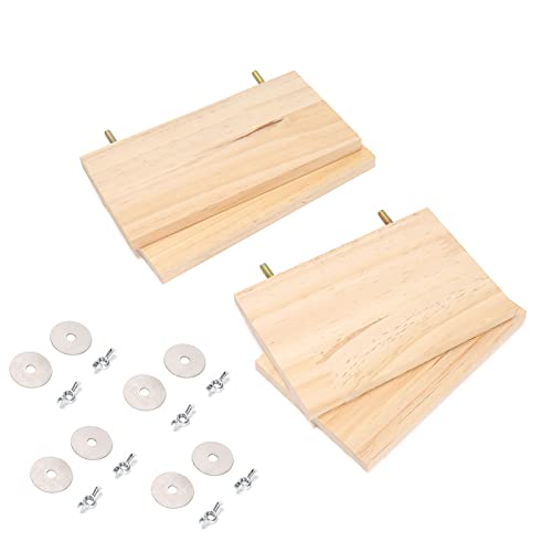 Ruimou 4Pcs Pet Wooden Platform Stand Active Rectangular Springboard Toy for Chinchilla, Hamster, Parrot, Gerbil,Small Animals