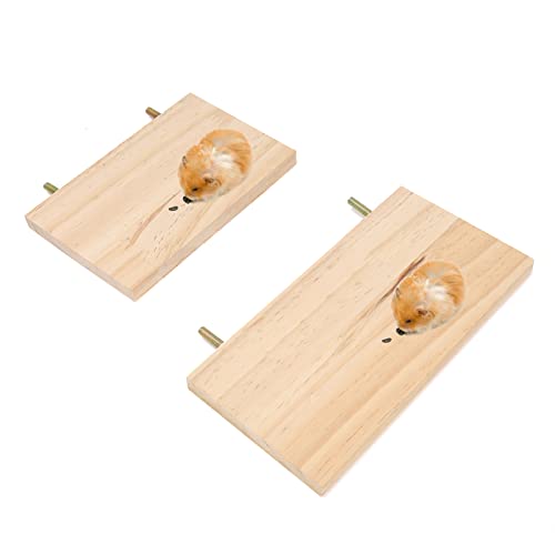 Ruimou 4Pcs Pet Wooden Platform Stand Active Rectangular Springboard Toy for Chinchilla, Hamster, Parrot, Gerbil,Small Animals