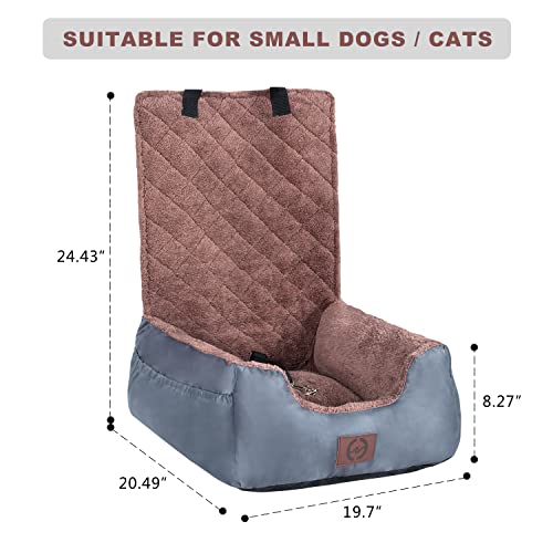 Pet Car Seat Dog Booster Seat Pet Travel Safety Car Seat,The Dog seat Made of Durable Oxford Materials is Safe and Comfortable Fleece Liner, Easy to Adjust Strap