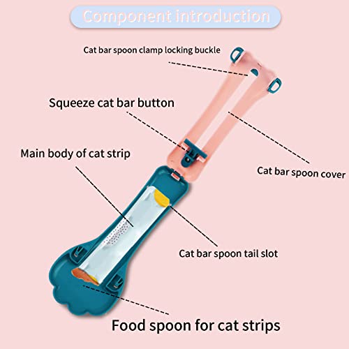 Toysructin 2Pcs Cat Strip Squeeze Spoon, Cute Cat Paw Shape Pet Feeder Lickable Cat Snack Scoop for All Cats, Detachable Cat Wet Food Spoons Multifunctional Feeding Tool for Treats Liquid Snacks Water