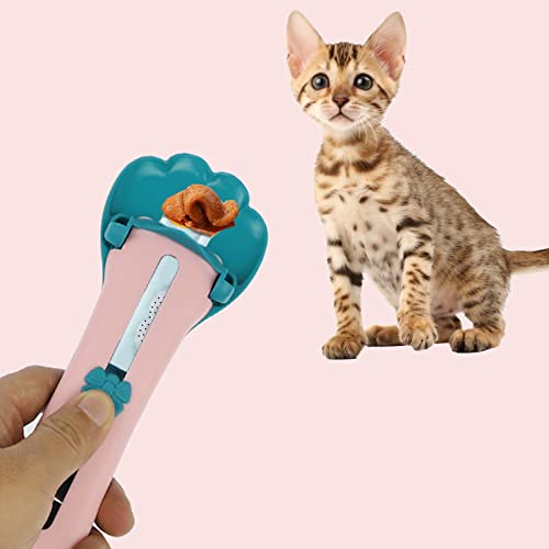 Toysructin 2Pcs Cat Strip Squeeze Spoon, Cute Cat Paw Shape Pet Feeder Lickable Cat Snack Scoop for All Cats, Detachable Cat Wet Food Spoons Multifunctional Feeding Tool for Treats Liquid Snacks Water