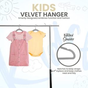 Utopia Home Kids Hangers Velvet (Pack of 50) - 11.6 Inch Durable Baby Hangers for Closet - Perfect Toddler Hangers for Everyday Use (Grey)