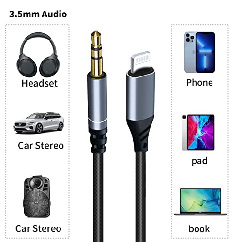 targeal Aux Cord for iPhone, 3.5 mm Headphone Jack Adapter, Male Car Aux Stereo Audio Cable, Compatible with iPhone 13 13 Pro 12 11 SE 2020 XS XR X 8 7, 3.3FT