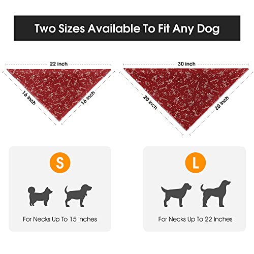 AVOIN colorlife Christmas Holly Red Berries Pet Bandana 2 Pcs, Adjustable Candy Cane Gloves Holiday Party Triangle Reversible Dog Cat Scarf for Small Medium Large Dogs