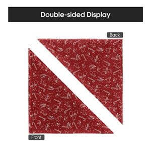 AVOIN colorlife Christmas Holly Red Berries Pet Bandana 2 Pcs, Adjustable Candy Cane Gloves Holiday Party Triangle Reversible Dog Cat Scarf for Small Medium Large Dogs