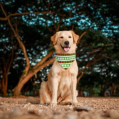 AVOIN colorlife Christmas Polka Dot Pet Bandana 2 Pcs, Adjustable Boho Believe Xmas Hat Holiday Party Triangle Reversible Dog Cat Scarf for Small Medium Large Dogs