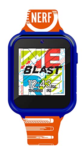 Accutime Nerf Kids Orange Educational Learning Touchscreen Smart Watch Toy for Girls, Boys, Toddlers - Selfie Cam, Learning Games, Alarm, Calculator, Pedometer & More (Model: NRF4020AZ)