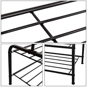 BOFENG Metal Garment Rack Industrial Free-Standing Clothes Rack with Top Rod and 2 Tier Lower Storage Shelf - Black