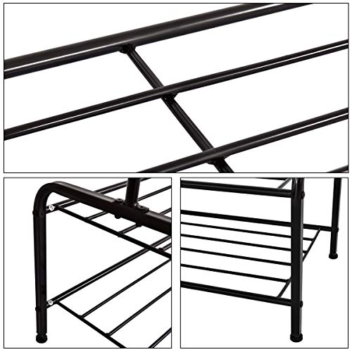 BOFENG Metal Garment Rack Industrial Free-Standing Clothes Rack with Top Rod and 2 Tier Lower Storage Shelf - Black