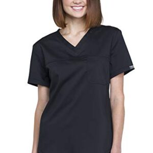 Cherokee Women Scrubs Top Workwear Revolution Tuckable V-Neck O.R WW657, S, Black