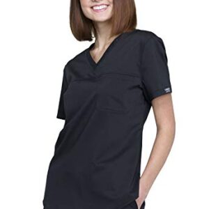 Cherokee Women Scrubs Top Workwear Revolution Tuckable V-Neck O.R WW657, S, Black