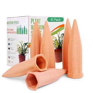 remiawy plant watering stakes 6 pack automatic plant waterers for vacations, plant watering devices terracotta self watering spikes for wine bottles great watering spikes for indoor & outdoor plants