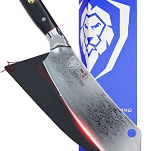 DALSTRONG Hybrid Cleaver & Chef Knife - 8 inch - Shogun Series ELITE - The 'Crixus' - Japanese AUS-10V Super Steel Kitchen Knife - Black Handle - Razor Sharp Knife - Meat Cleaver Heavy Duty - w/Sheath