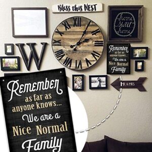 Bigtime Signs Family Quote Sign - Remember As Far As Anyone Knows We Are a Nice Normal Family - 11.75 inch x 9 inch Rigid PVC - Quirky Funny Family Decoration Signs for Home or Business Décor