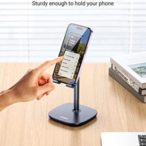 UGREEN Cell Phone Stand for Desk Adjustable Phone Holder Cradle Office Desk Accessories Weighted Base Compatible with iPhone 14 Pro Plus 13 12 Pro Max 11 SE XS XR Samsung Galaxy S23 Black