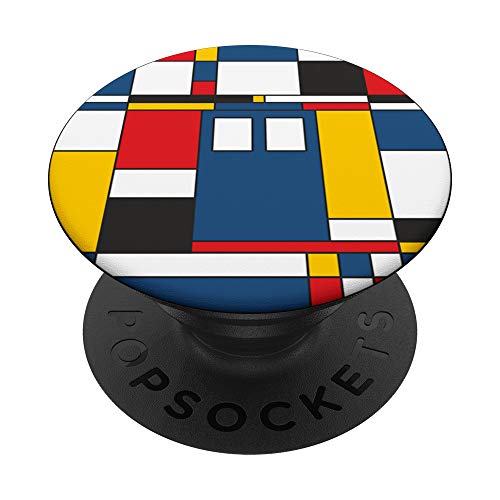 De Stijl Love The Blue Police Public Call Box 3 Design PopSockets PopGrip: Swappable Grip for Phones & Tablets