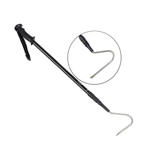 repti zoo 57" snake catcher professional stainless steel retractable snake hook reptile catcher stick rattlesnake grabber pick-up snake pole handling tool (snake hook)