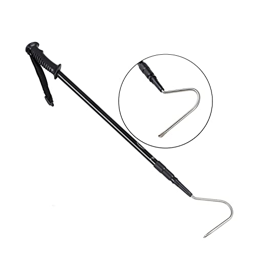 REPTI ZOO 57" Snake Catcher Professional Stainless Steel Retractable Snake Hook Reptile Catcher Stick Rattlesnake Grabber Pick-up Snake Pole Handling Tool (Snake Hook)