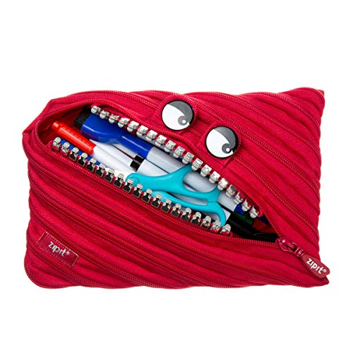 ZIPIT Grillz Large Pencil Case for Kids | Pencil Pouch for School, College and Office | Pencil Bag for Boys & Girls (Red)