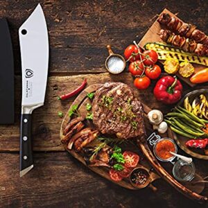 Dalstrong Chef & Cleaver Knife - 8 inch - The Crixus - Gladiator Series Elite - German HC Steel - Hybrid Razor Sharp Kitchen Knife - Black G10 Handle - Sheath Included - Chef Knife - NSF Certified