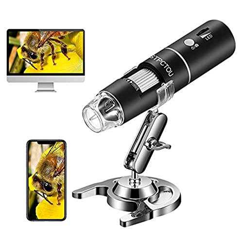 STPCTOU Wireless Digital Microscope 50X-1000X 1080P Handheld Portable Mini WiFi USB Microscope Camera with 8 LED Lights for iPhone/iPad/Smartphone/Tablet/PC