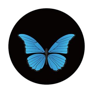 Blue Butterfly Black Background PopSockets Swappable PopGrip