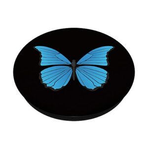 Blue Butterfly Black Background PopSockets Swappable PopGrip