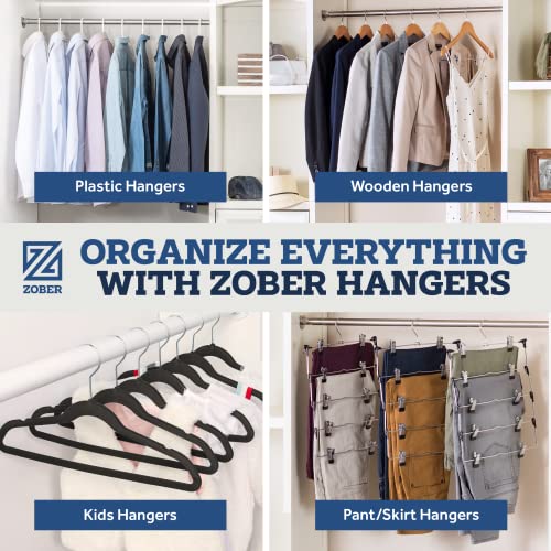 Zober Wooden Hangers 30 Pack - Non Slip Wood Clothes Hanger for Suits, Pants, Jackets w/Bar & Cut Notches - Heavy Duty Clothing Hanger Set - Coat Hangers for Closet - Vintage