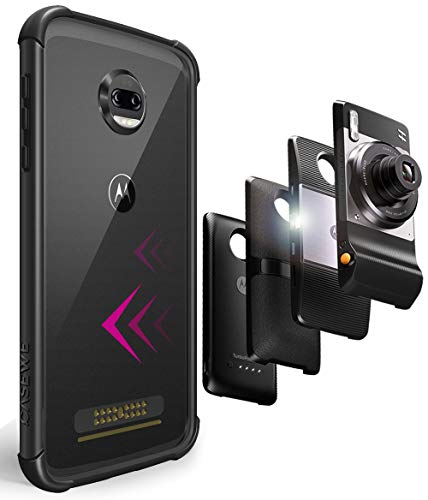 Casewe – Motorola Moto Z2 Force Flexible TPU Protective Bumper Case Cover/Compatible with Moto Mods - All Black Matte