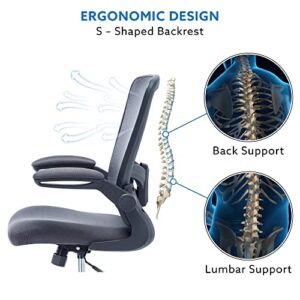 Serena Ergonomic Mesh Drafting Chair - Adjustable, Breathable Mesh, Lumbar Support, Ergonomic and Height Adjustable Flip-Top Office Chair with Foot Ring and Productivity - Gray