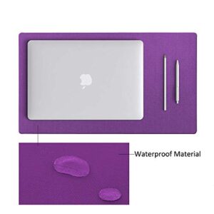 Desk Pad, Purple Desk Blotter,zxtrby Mouse Mat for Office Home Desk Protector pad Waterproof Cotton & Nano Technology Water 24''x14'' (Purple)