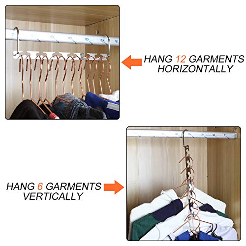 CBTONE 12 Pack Closet Space Saving Hangers, Multi-Purpose Metal Magic Hangers Cascading Hanger Updated Hook Design Metal Hangers for Organizing Wardrobe Clothing Hanger