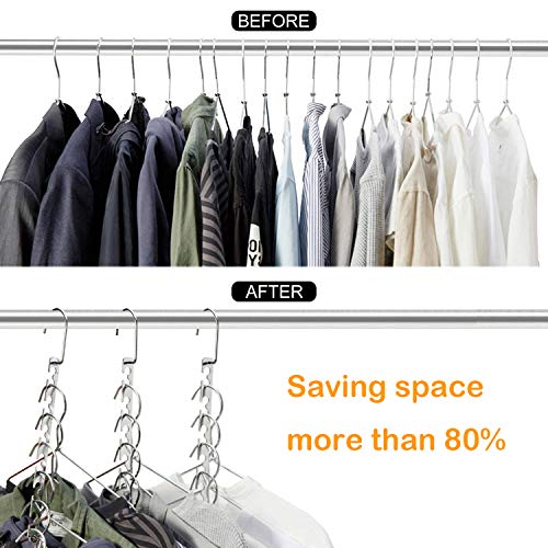 CBTONE 12 Pack Closet Space Saving Hangers, Multi-Purpose Metal Magic Hangers Cascading Hanger Updated Hook Design Metal Hangers for Organizing Wardrobe Clothing Hanger