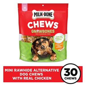 Milk-Bone Gnaw Bones Rawhide Free Dog Chew Treats, Chicken, 30 Mini Knotted Bones