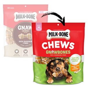 Milk-Bone Gnaw Bones Rawhide Free Dog Chew Treats, Chicken, 30 Mini Knotted Bones