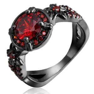 Flower Shiny Red Ruby Wedding Ring Black Gold Promise Jewelry Size5-11 US (5)