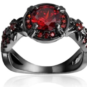 Flower Shiny Red Ruby Wedding Ring Black Gold Promise Jewelry Size5-11 US (5)