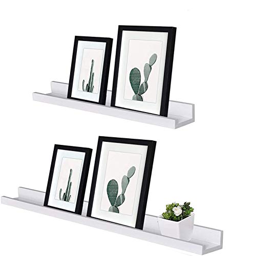 NBWOOD Viva Set of 2 Photo Ledge Picture Display Floating Wall Shelf, White(24-inch 36-inch) 222