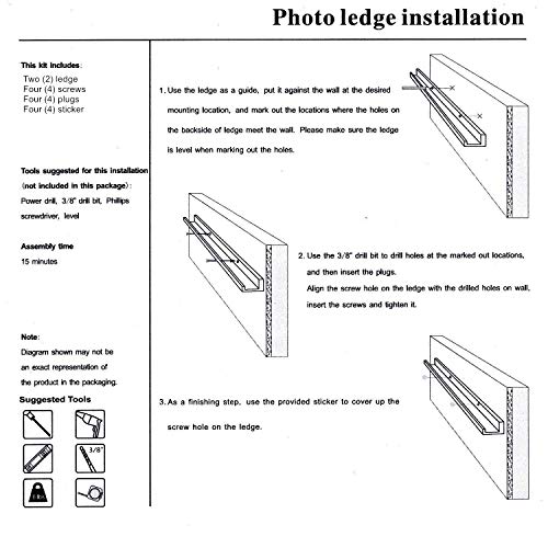 NBWOOD Viva Set of 2 Photo Ledge Picture Display Floating Wall Shelf, White(24-inch 36-inch) 222