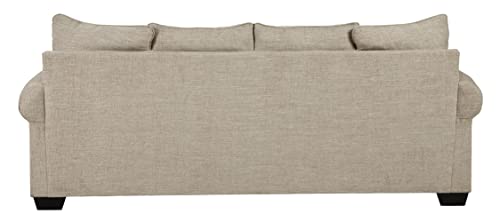 Signature Design by Ashley Zarina New Traditional Queen Sofa Sleeper with Nailhead Trim and 5 Accent Pillows, Beige