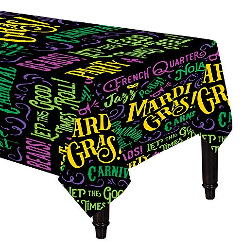 amscan Mardi Gras Plastic Tablecovers - 54" x 84" | Multi-Color | Pack of 3