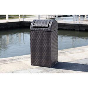 safavieh pat2511a collection bishop outdoor brown wicker 18 gallon trash bin