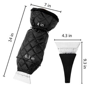 traderplus Waterproof Ice Scraper Mitten Snow Remover Glove with Lined of Thick Fleece for Car Windshield