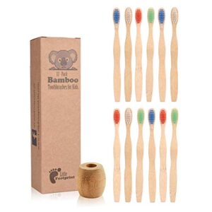 Kids Bamboo Toothbrushes - 12 Pack |BPA Free Soft Bristles Toothbrushes | Eco-Friendly, Natural Bamboo Toothbrush Set | Biodegradable, Compostable, Wooden Eco Friendly by Little Footprint