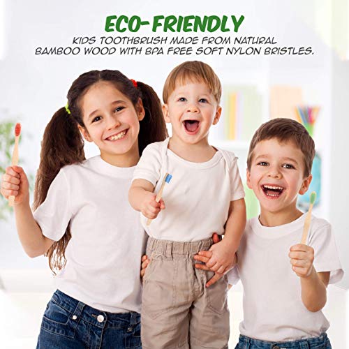 Kids Bamboo Toothbrushes - 12 Pack |BPA Free Soft Bristles Toothbrushes | Eco-Friendly, Natural Bamboo Toothbrush Set | Biodegradable, Compostable, Wooden Eco Friendly by Little Footprint