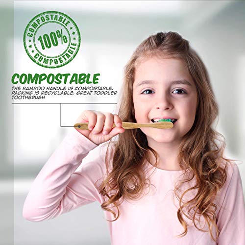 Kids Bamboo Toothbrushes - 12 Pack |BPA Free Soft Bristles Toothbrushes | Eco-Friendly, Natural Bamboo Toothbrush Set | Biodegradable, Compostable, Wooden Eco Friendly by Little Footprint