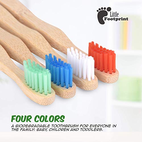 Kids Bamboo Toothbrushes - 12 Pack |BPA Free Soft Bristles Toothbrushes | Eco-Friendly, Natural Bamboo Toothbrush Set | Biodegradable, Compostable, Wooden Eco Friendly by Little Footprint